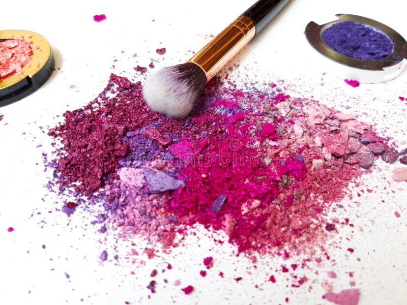 Make-up Brush on Colorful Make-up Powder Stock Image - Image of powder ...