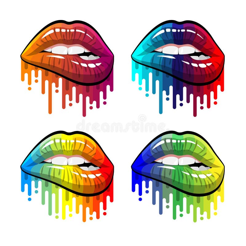 Biting Her Red Lips Teeth Pop Art Stock Vector - Illustration of ...