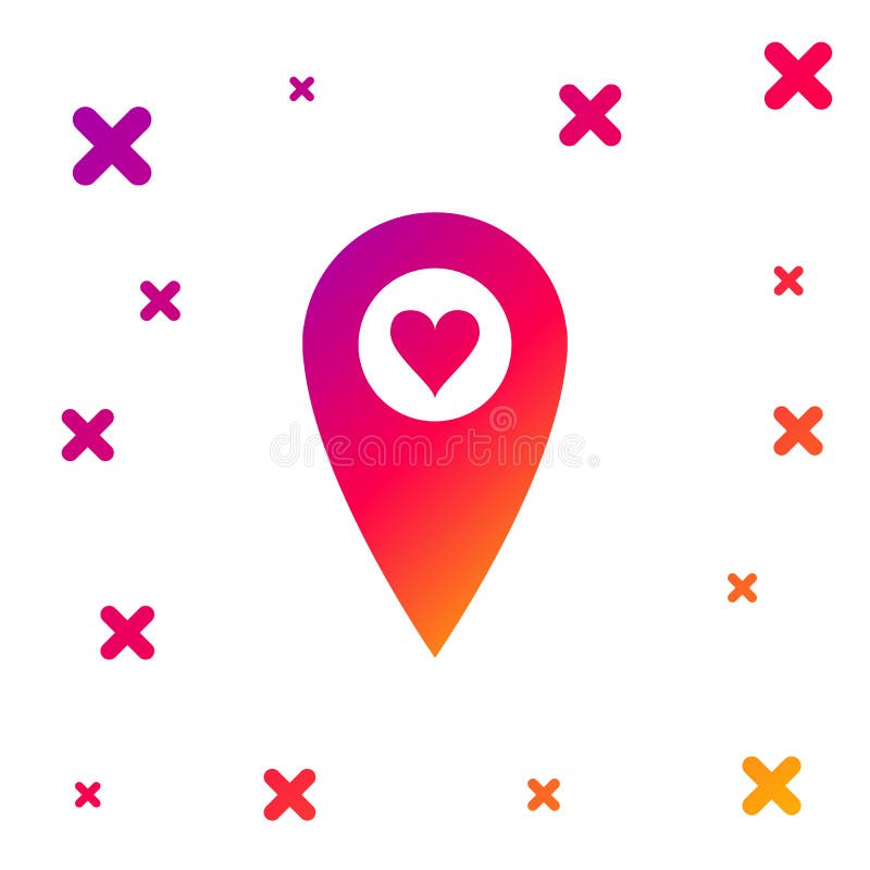Color Map Pointer with Heart Icon Isolated on White Background ...
