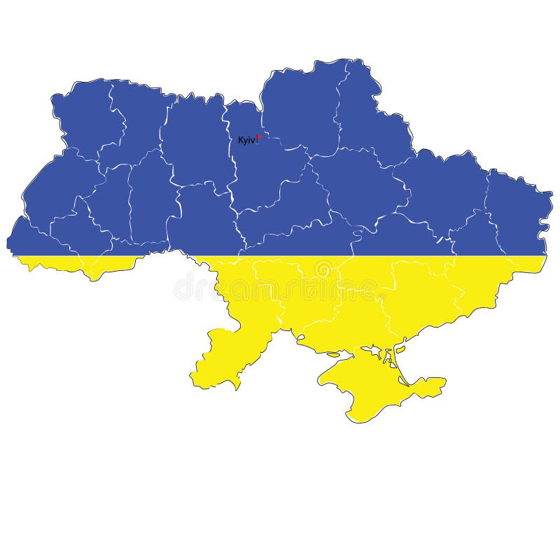 Color Map of Ukraine with the Regions. Stock Illustration ...