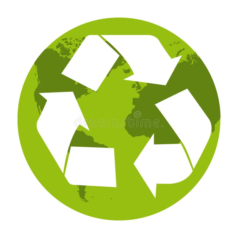 Color Map World with Recycling Symbol Stock Illustration - Illustration ...