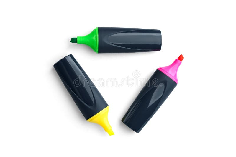 Color Marker Pens Isolated on White Background. Stock Image - Image of ...