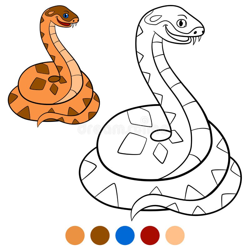 Color Me: Viper. Little Cute Viper Smiles Stock Vector - Illustration ...
