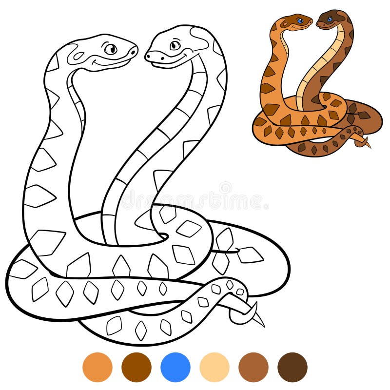Color Me: Viper. Two Cute Vipers Smile Stock Vector - Illustration of ...