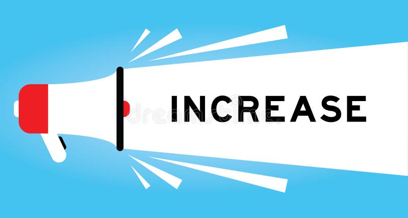 Color Megaphone with Word Increase in White Banner on Blue Background ...