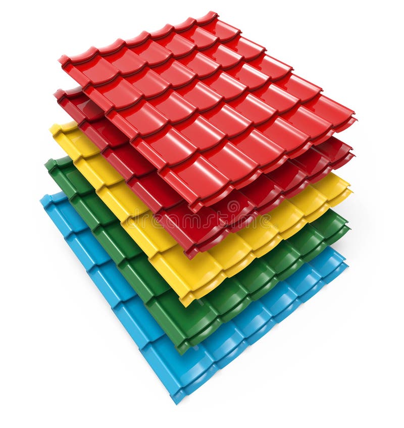 Color Metal Roof Tile Stack Stock Illustration - Illustration of ...