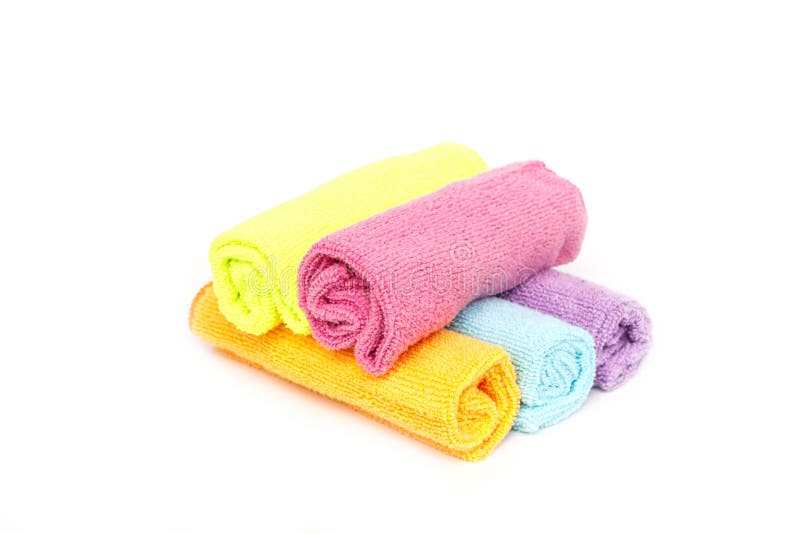 Color Microfiber Cloths for Cleaning Isolated on White Background Stock ...