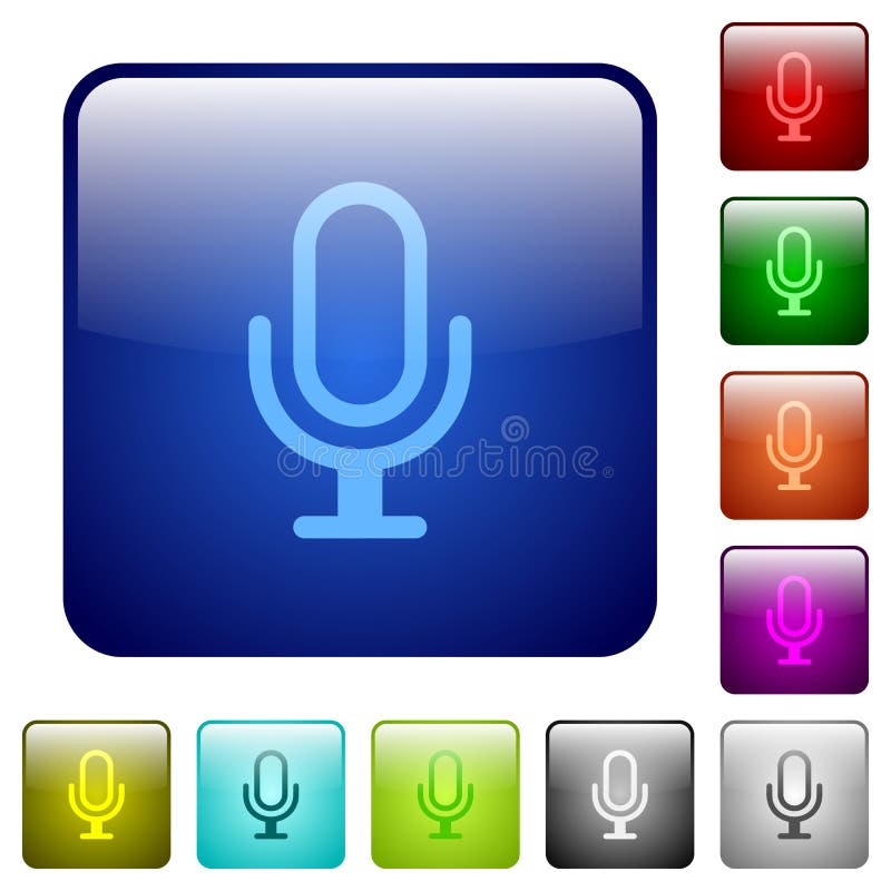 Color Microphone Glass Buttons Stock Vector - Illustration of design ...