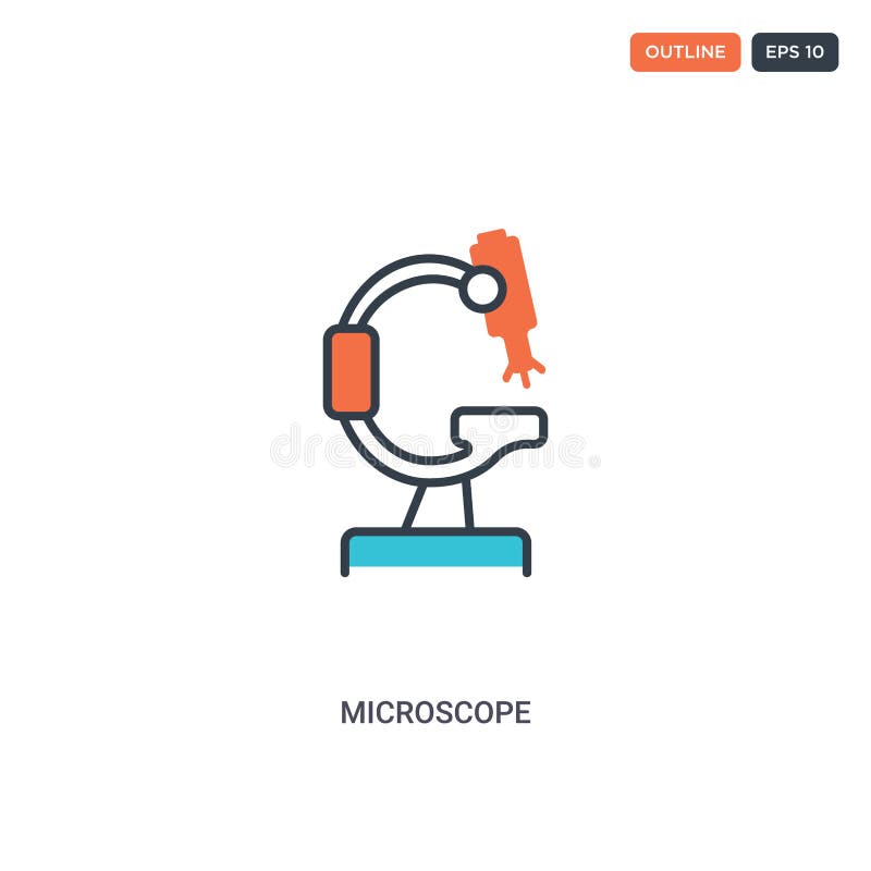 2 Color Microscope Concept Line Vector Icon. Isolated Two Colored ...