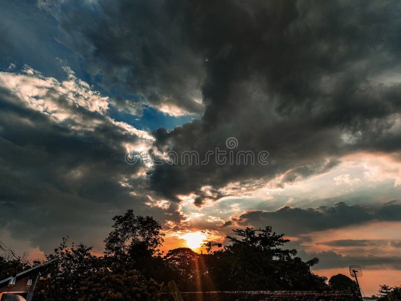 Color Mix Sky in the Evening Stock Photo - Image of sunset, tree: 261776788