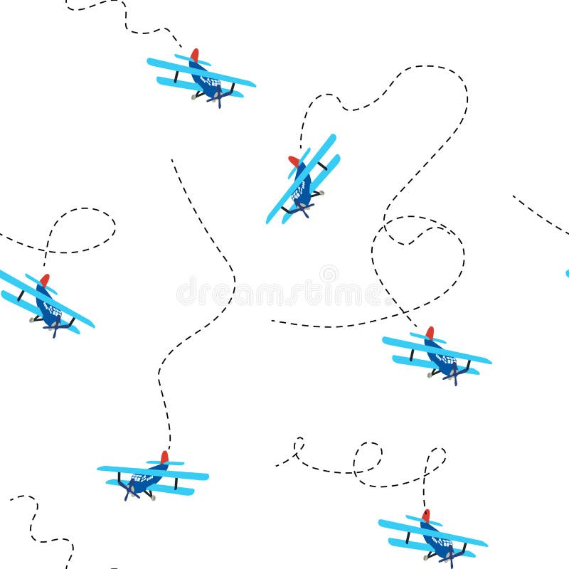 Color Model of an Old Airplane Flying in the Sky. Seamless Pattern ...