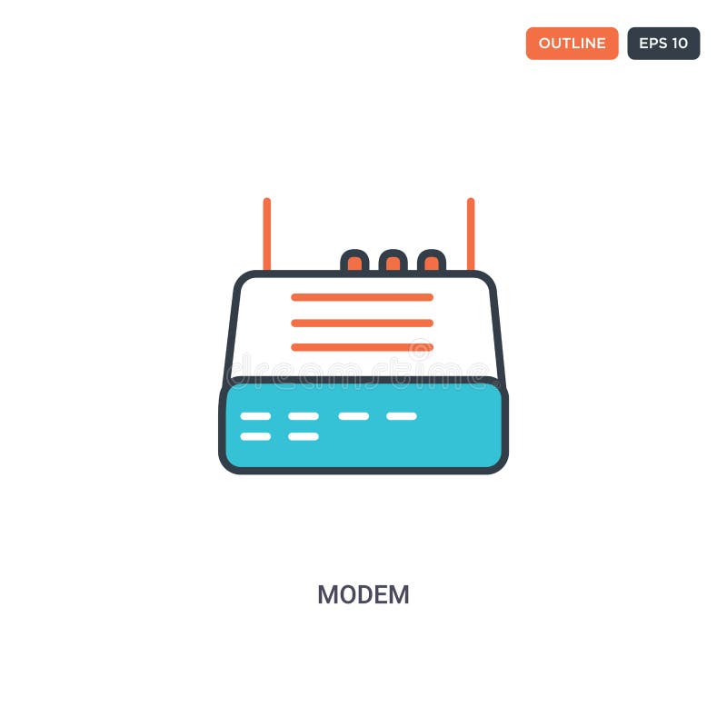 2 Color Modem Concept Line Vector Icon Isolated Two Colored Modem ...