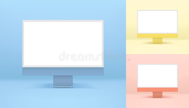 Color Modern Desktop Personal Computers Stock Vector - Illustration of ...