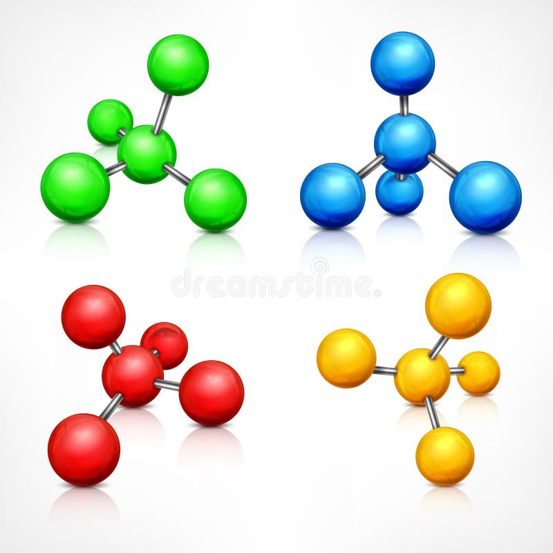 Color molecules on white stock vector. Illustration of micro - 79243795