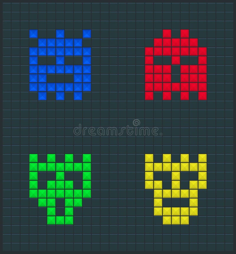 Set Bit Color Space Monsters Stock Illustrations – 9 Set Bit Color ...