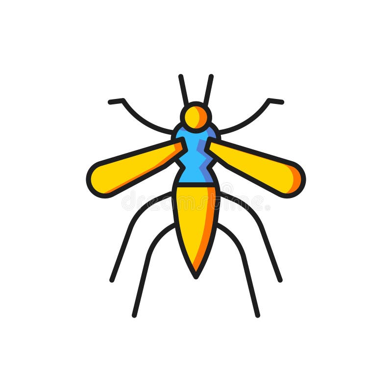 Color Mosquito Icon Isolated on White Background. Flat Filled Outline ...