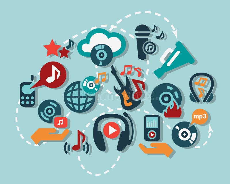 Big music icons set stock vector. Illustration of media - 33914045