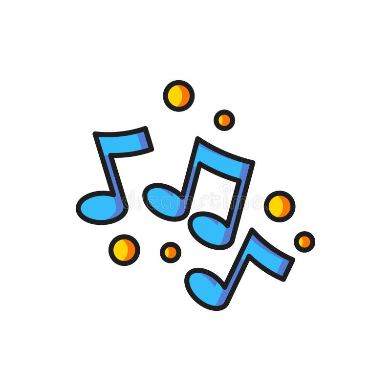 Color Music Note, Tone Icon Isolated on White Background. Flat Filled ...