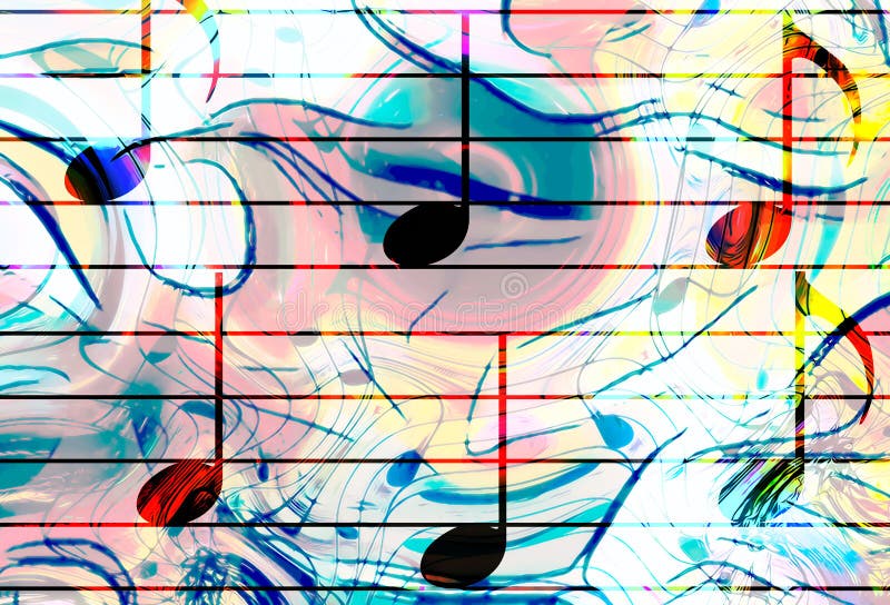 Color Music Notes and Color Background. Music Concept. Stock ...