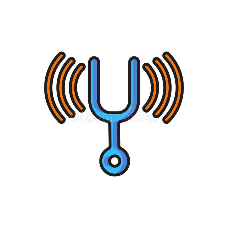 Color Musical Tuning Fork for Tuning Musical Instruments Icon Isolated on White Background. Flat ...