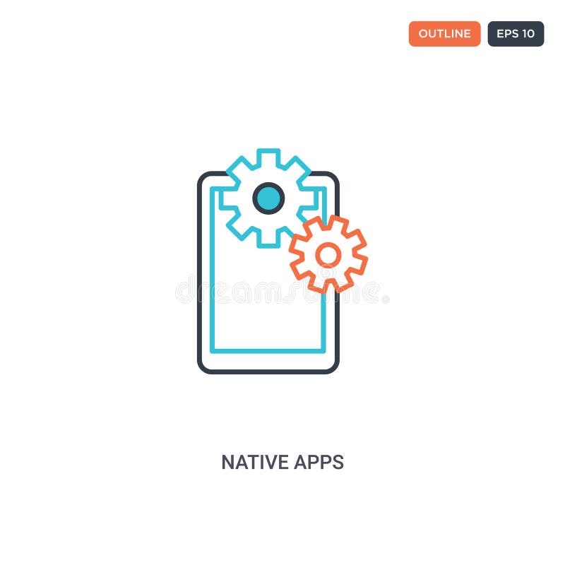 Native Apps Concept with Modern Big Text or Word and People with Icon ...