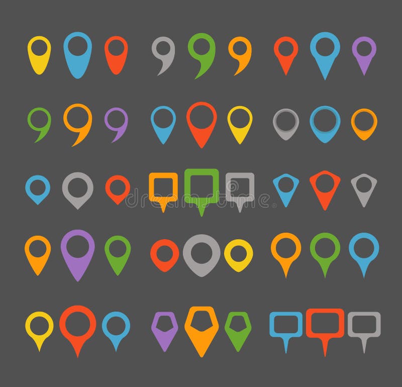 Color Navigation Pins Collection Stock Vector - Illustration of ...