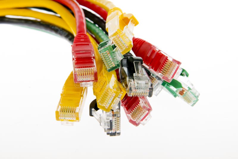 Color network cables stock image. Image of wire, orange - 39155421
