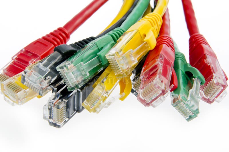 Color network cables stock photo. Image of orange, wire - 39155386