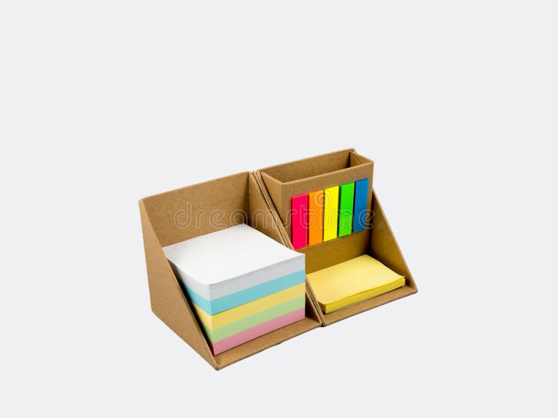 Color Note Paper and Post it in Paper Box Set Stock Image - Image of ...