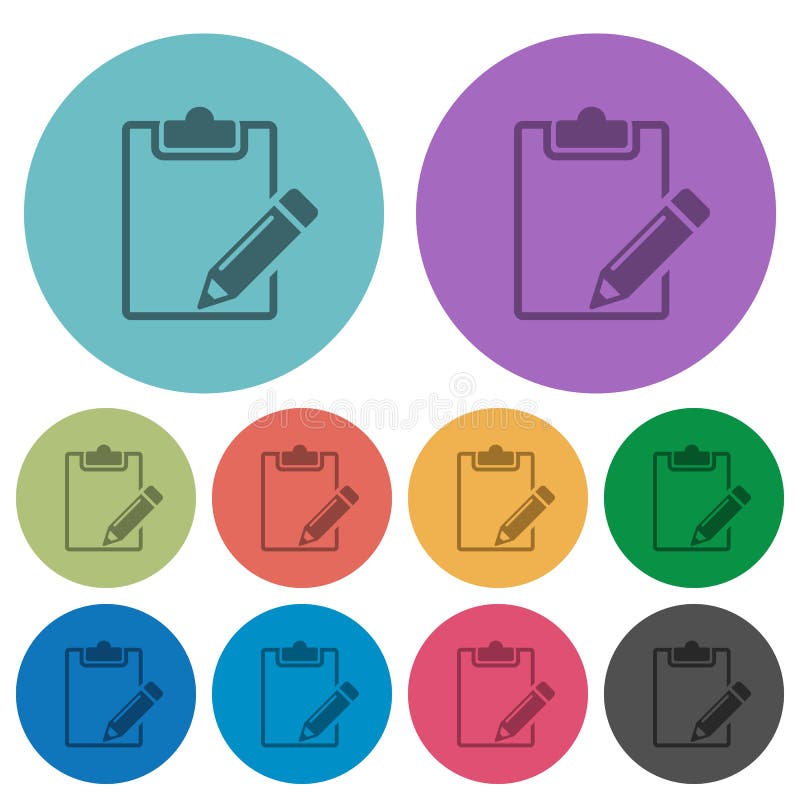 Color Notepad Icon Set on Round Background Stock Vector - Illustration ...