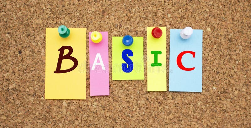 Color Notes with Letters Pinned on a Board. Word BASIC Stock Image ...