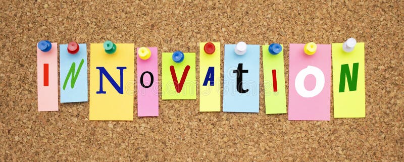 Color Notes with Letters Pinned on a Board. Word INNOVATION Stock Image ...