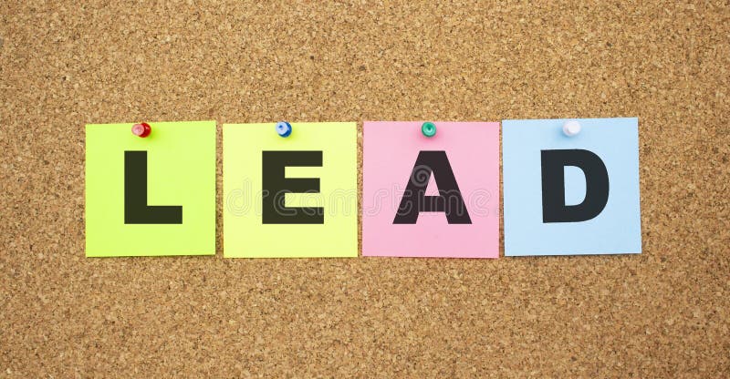 Color Notes with Letters Pinned on a Board. Word LEAD Stock Image ...