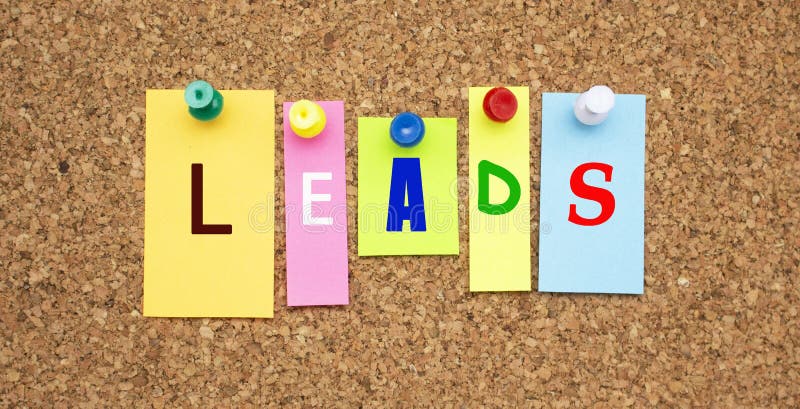 Color Notes with Letters Pinned on a Board. Word LEADS Stock Photo ...
