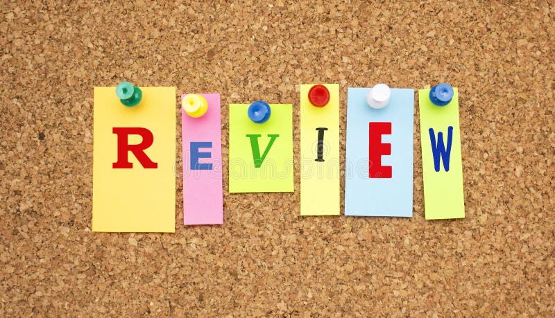Color Notes with Letters Pinned on a Board. Word REVIEW Stock Image ...