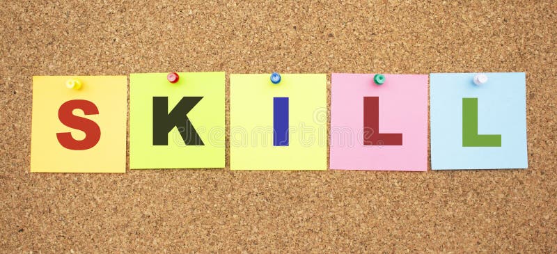 Color Notes with Letters Pinned on a Board. Word SKILL Stock Image ...