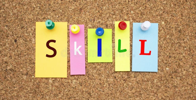 Color Notes with Letters Pinned on a Board. Word SKILL Stock Image ...