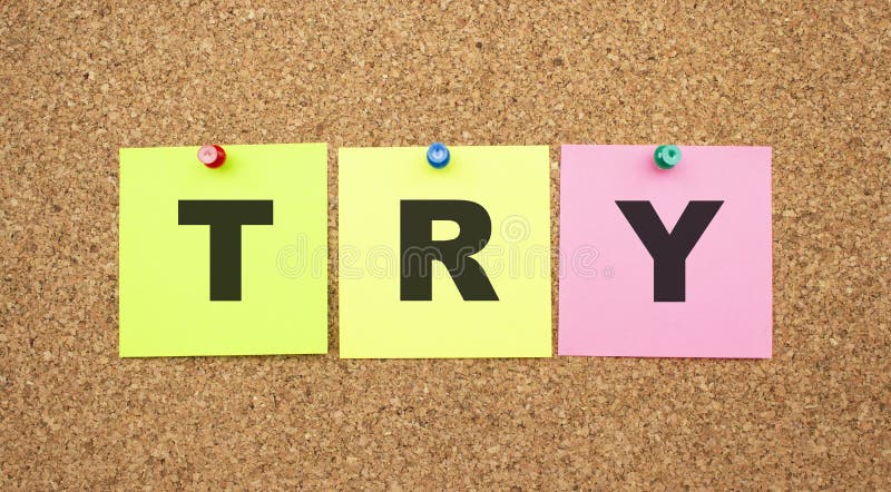Color Notes with Letters Pinned on a Board. Word TRY Stock Photo ...