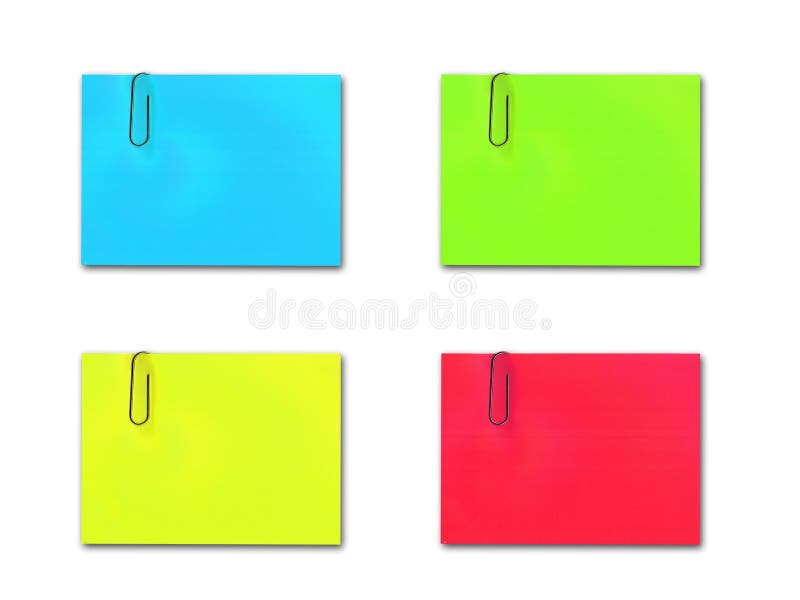 Color Notes with Paper Clip Stock Illustration - Illustration of copy ...