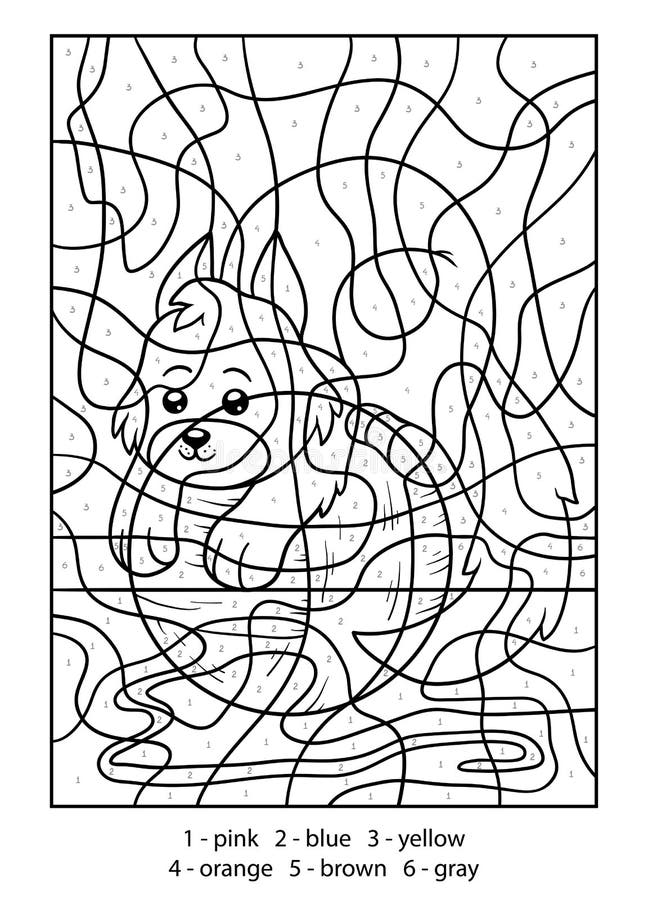 Color by number, Cat stock vector. Illustration of home - 102376297