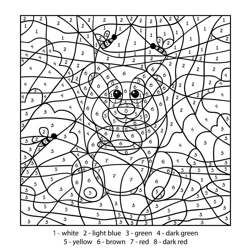 Color By Number Game: Teddy Bear Stock Illustration - Illustration of ...