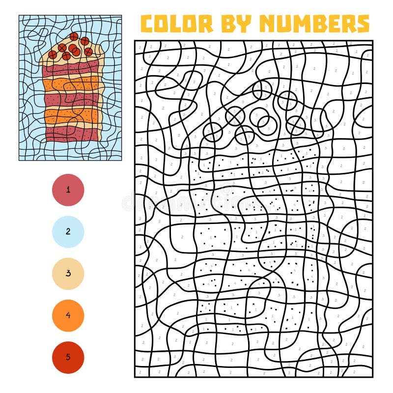 Color by Number, Education Game, Cake Stock Vector - Illustration of ...