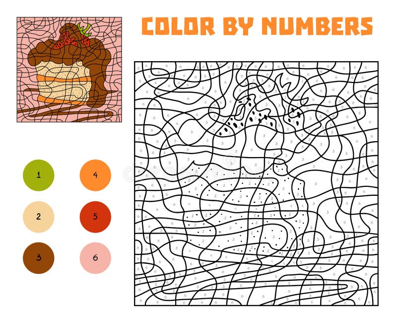 Color by Number, Education Game, Cake Stock Vector - Illustration of ...