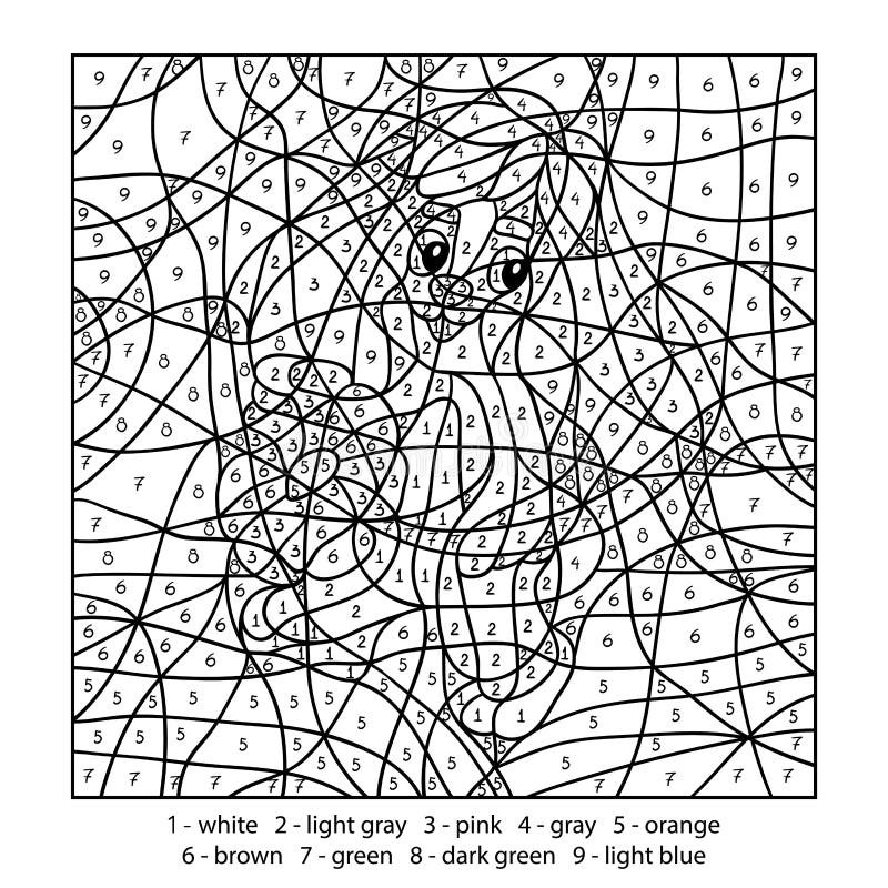 Color by Number, Education Game with Rabbit Stock Vector - Illustration ...