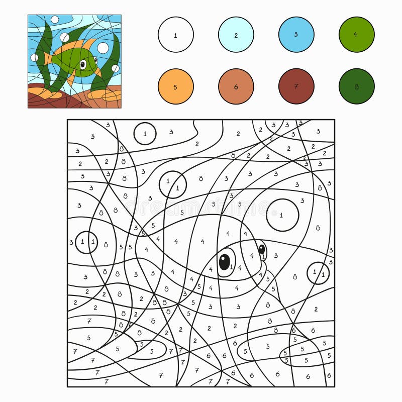 Color by number (fish) stock vector. Illustration of number - 50655191