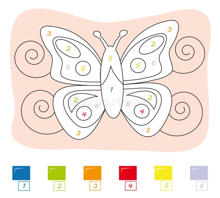 Color by Number Game: Butterfly Stock Illustration - Illustration of ...