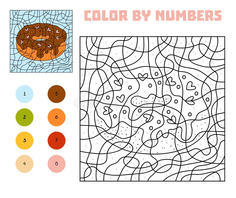 Color by Number, Game for Children, Donut Stock Vector - Illustration ...