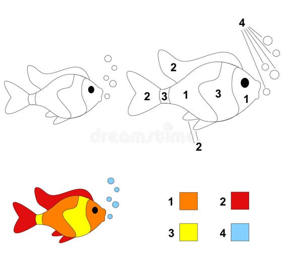 Color by Number Game: the Fish Stock Illustration - Illustration of ...