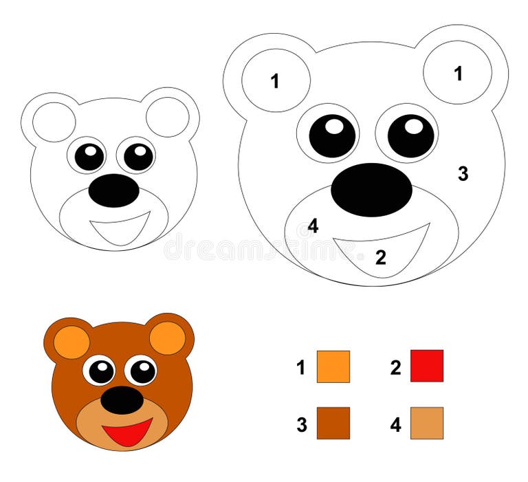 Color by Number Game: the Teddy Bear Stock Illustration - Illustration ...