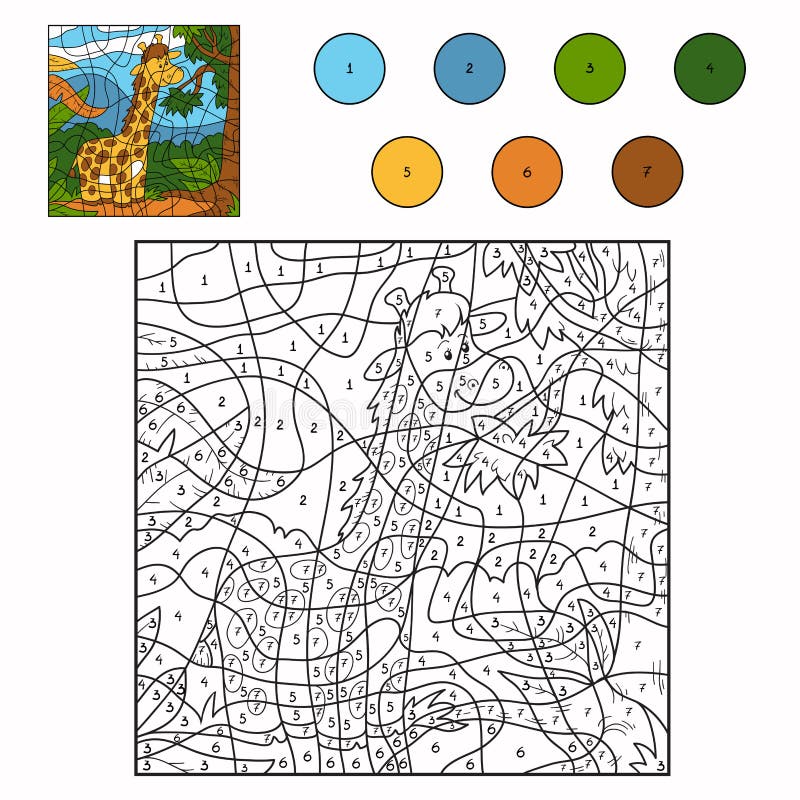 Color by number giraffe stock vector. Illustration of baby - 52515207